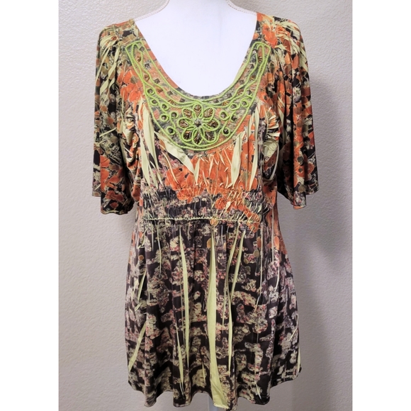 ONE WORLD | Tops | One World Embellished Blouse Sz L | Poshmark